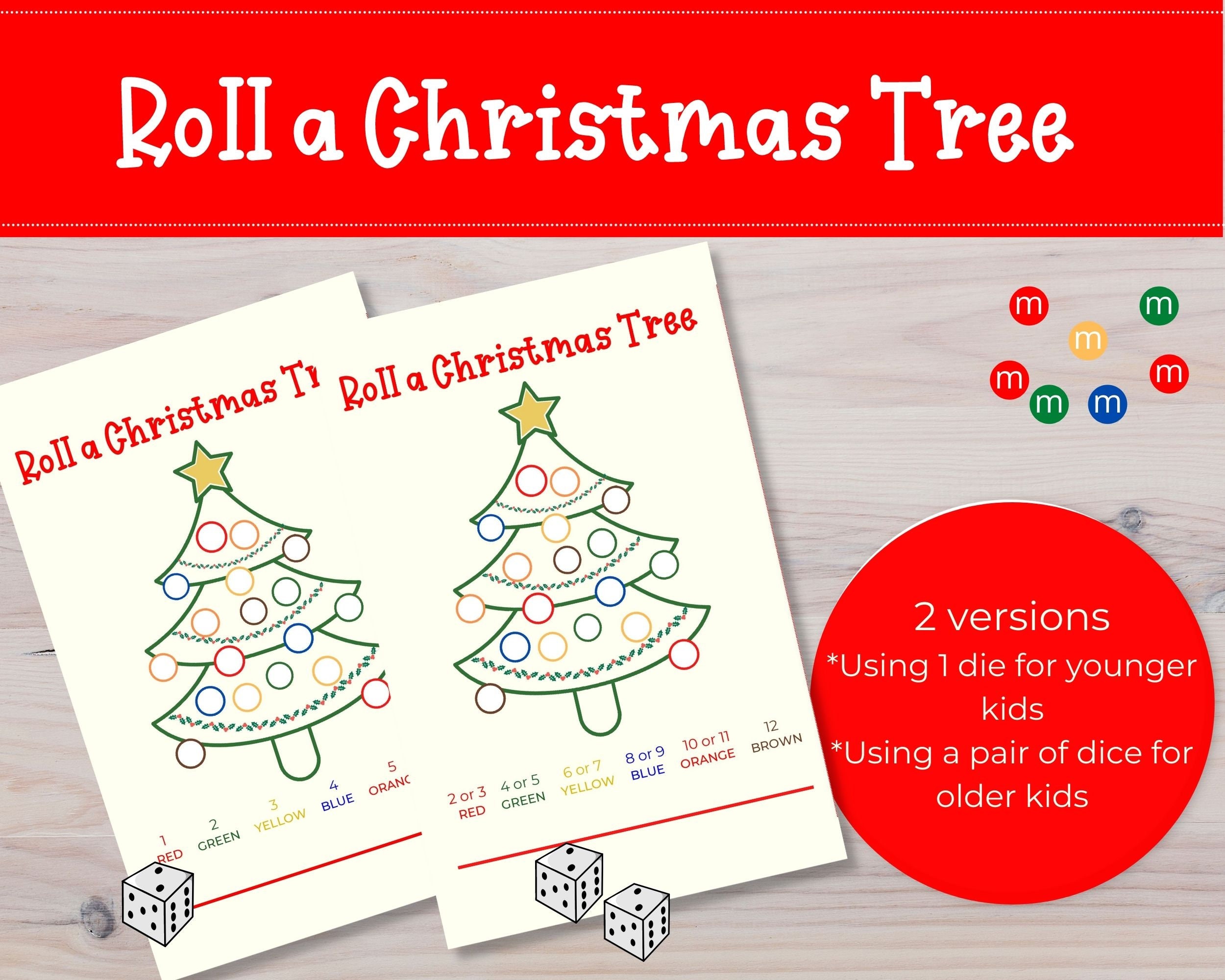 Christmas Games, Roll a Christmas Tree Printable Game for Kids - Etsy