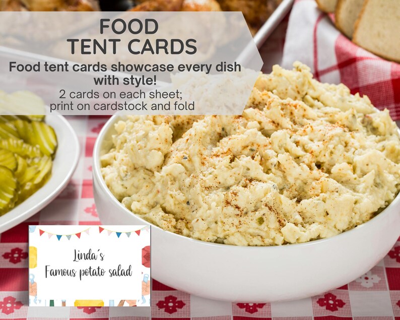 Potluck Printable Sign-up Sheet for Labor Day, BONUS Food Tent Cards ...
