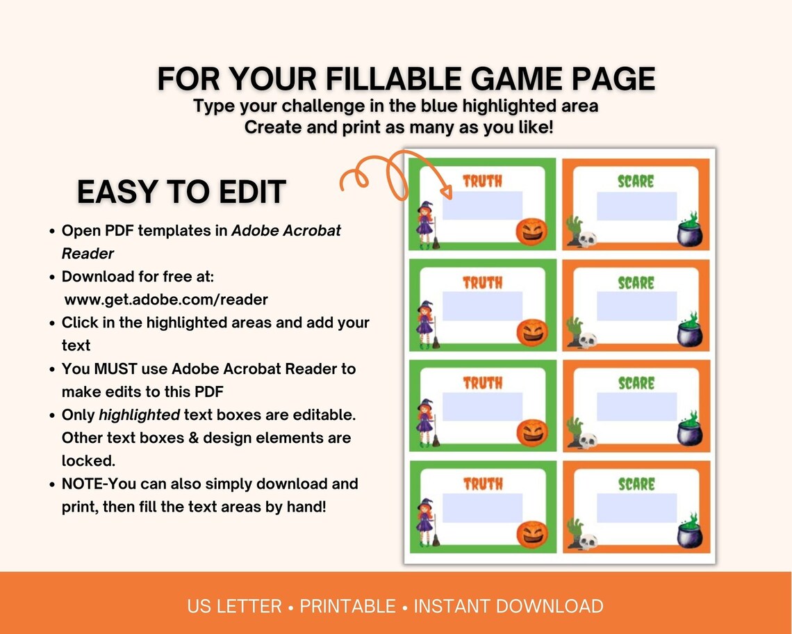 Halloween Truth or Scare Printable Party Game, Halloween Party Games ...