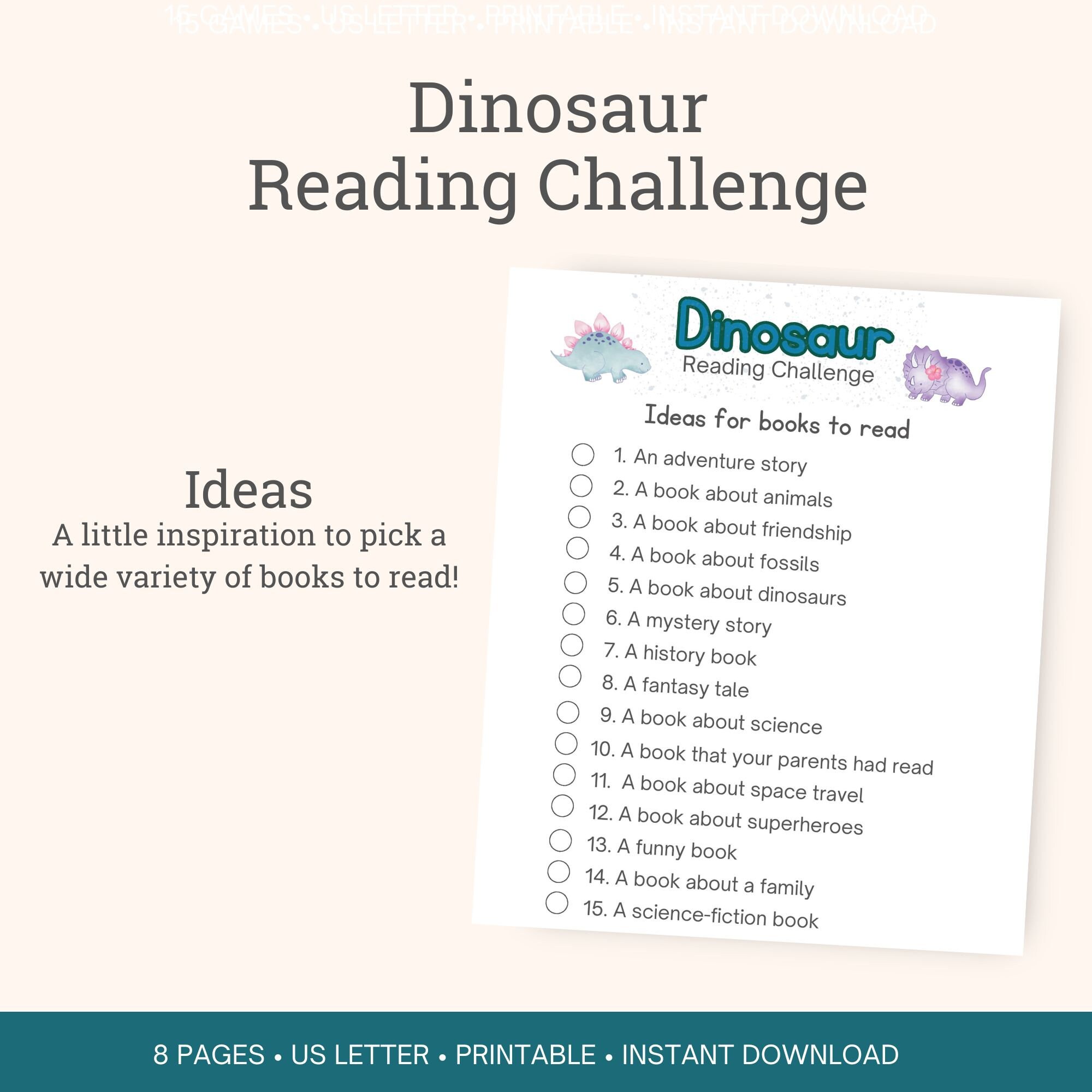 Dinosaur Reading Challenge Printable, Summer Reading Tracker for Kids ...