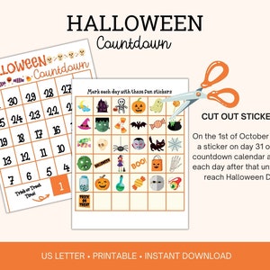 Halloween Countdown Calendar| Printable Halloween Advent Calendar With ...