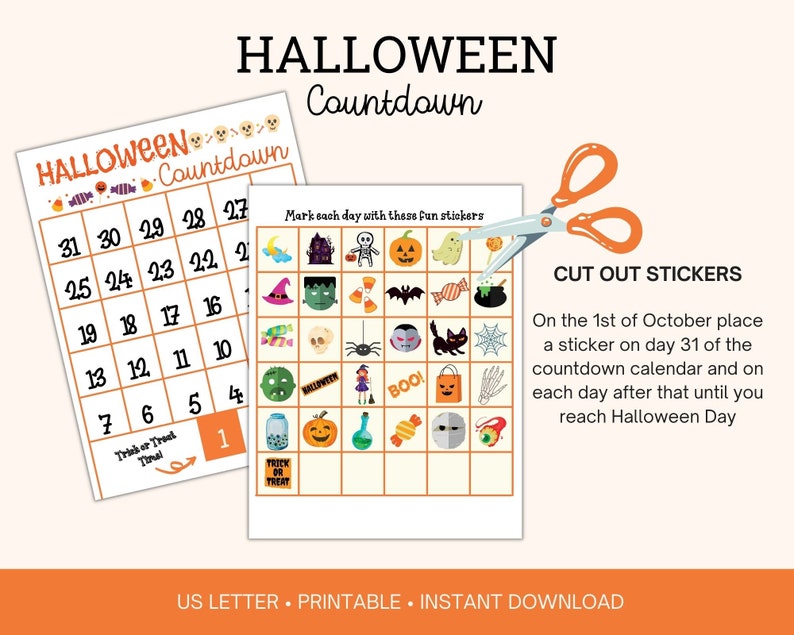 Halloween Countdown Calendar| Printable Halloween Advent Calendar With ...