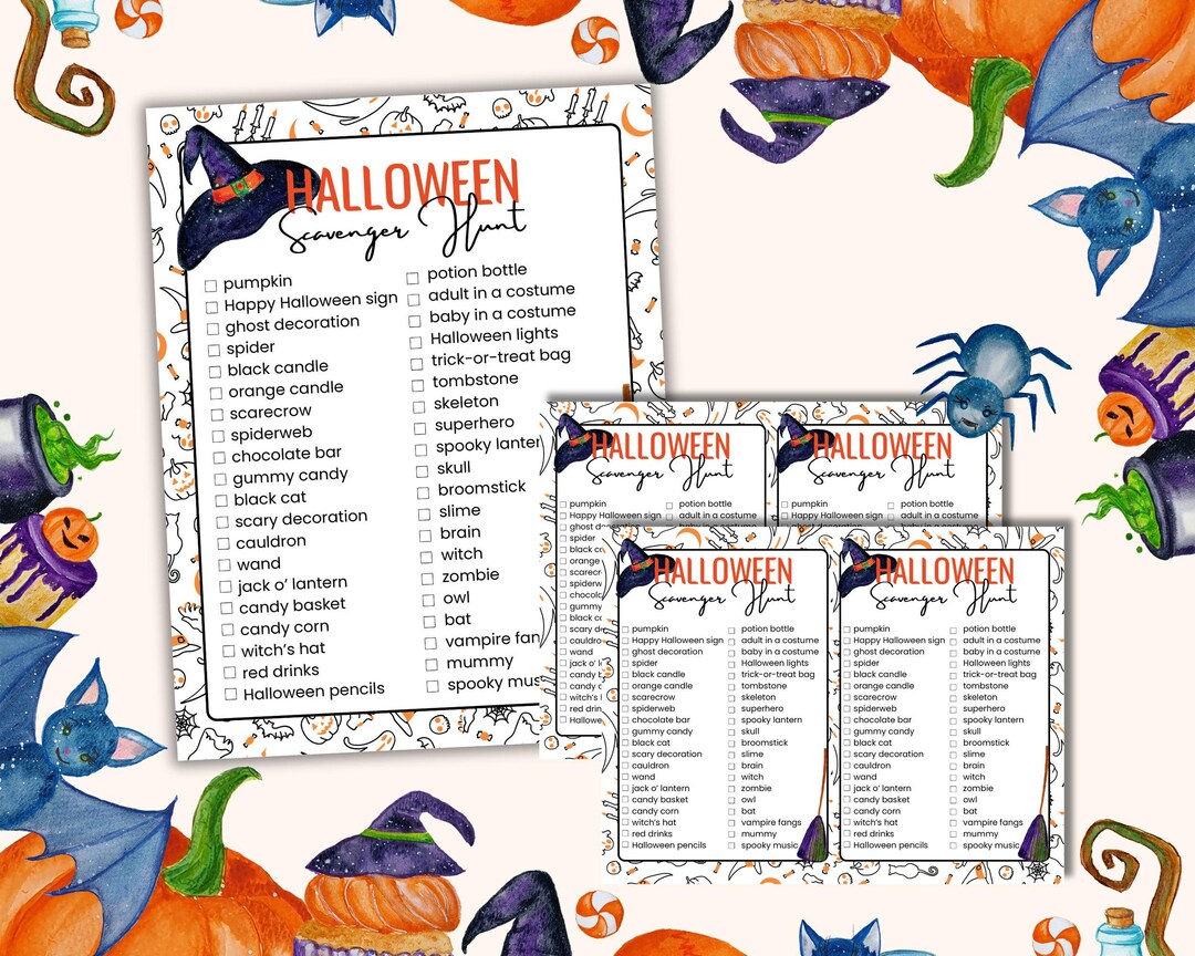 Halloween Scavenger Hunt Printable Game for Outdoor Parties, Home ...