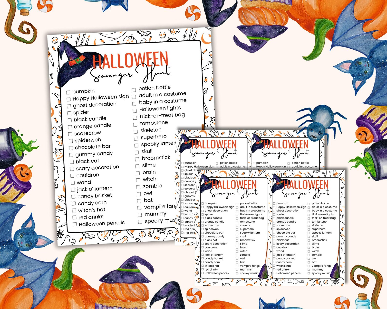 Halloween Scavenger Hunt Printable Game for Outdoor Parties, Home ...