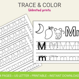 Trace and Color Printable Alphabet Workbook, Tracing Practice Sheets ...