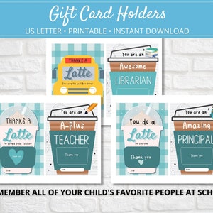 Gift Card Holders Printable for Teachers and School Staff Bundle ...