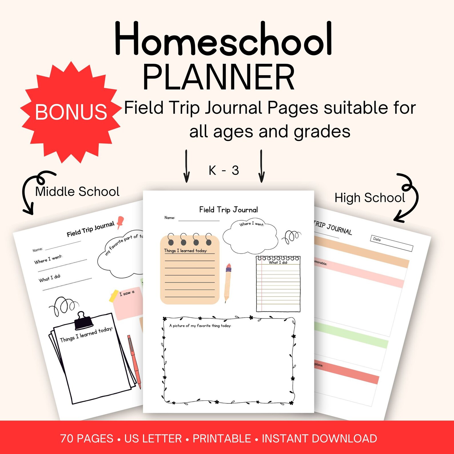 Printable Homeschool Planner, Curriculum Organizer (US Letter PDF) - Etsy