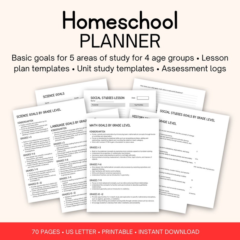 Homeschool Planner Printable, Curriculum Organizer, Planning Sheets ...