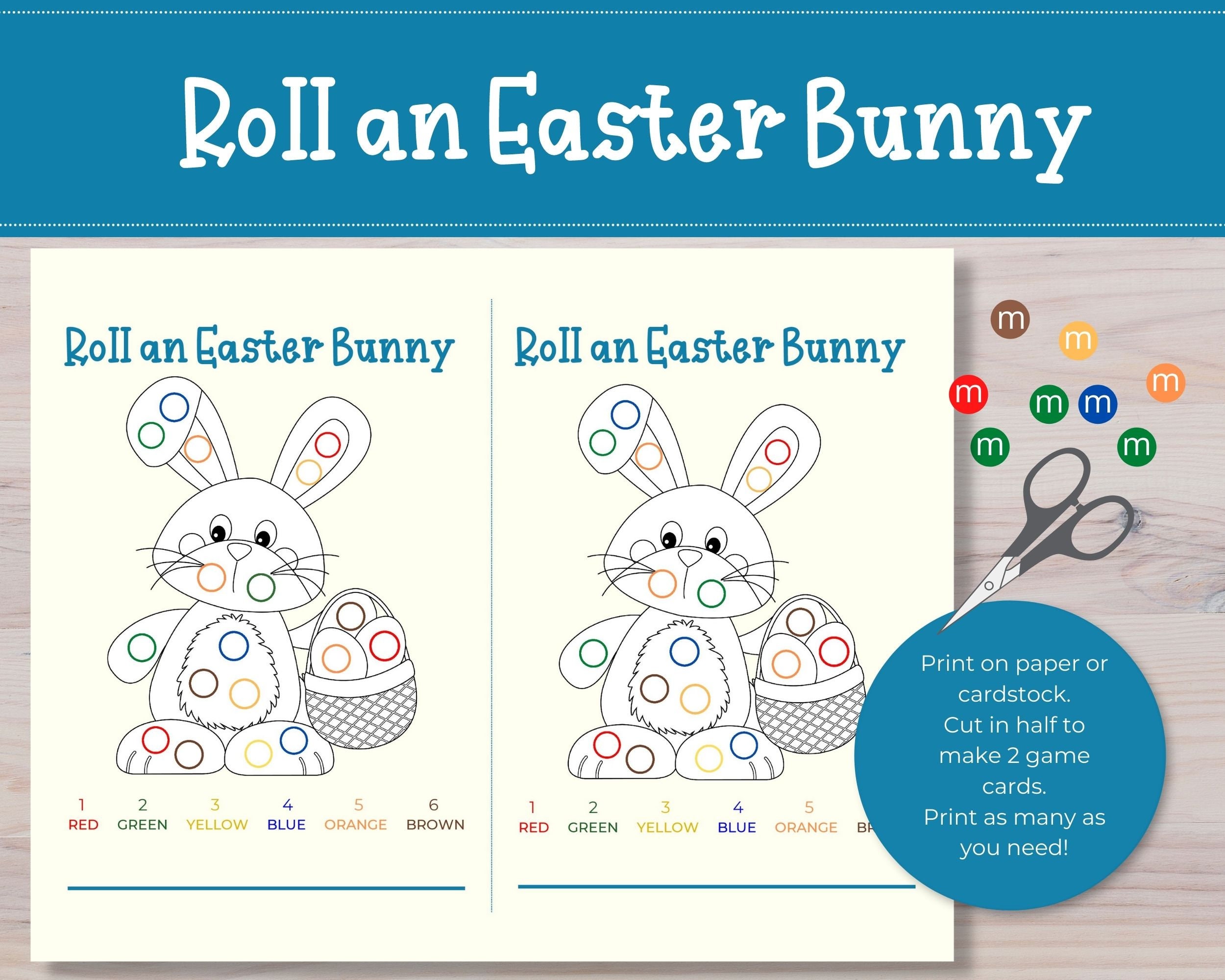 Roll an Easter Bunny Printable Game for Home the Classroom or - Etsy