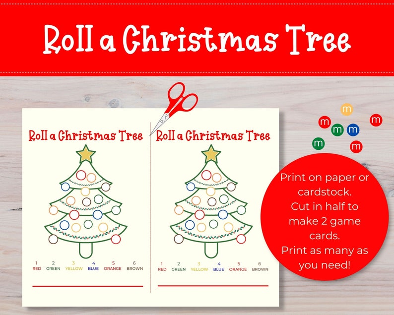 Christmas Games, Roll a Christmas Tree Printable Game for Kids - Etsy