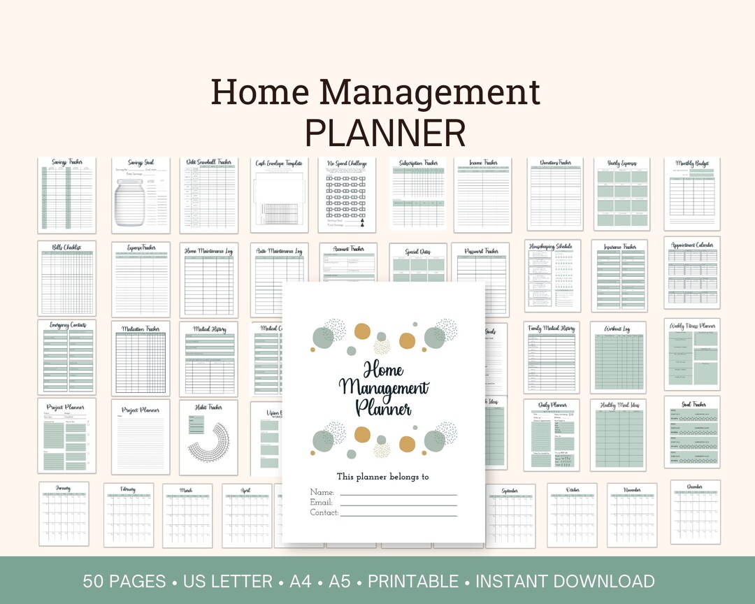 Home Management Binder Printable, Household Binder, Emergency Binder ...