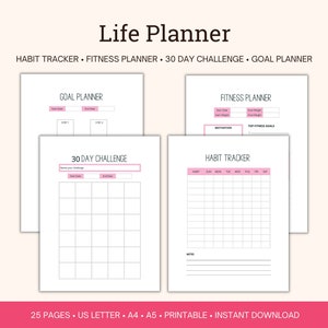 Life Planner Printable Pink Minimalist, Life Binder, All-in-one Planner ...