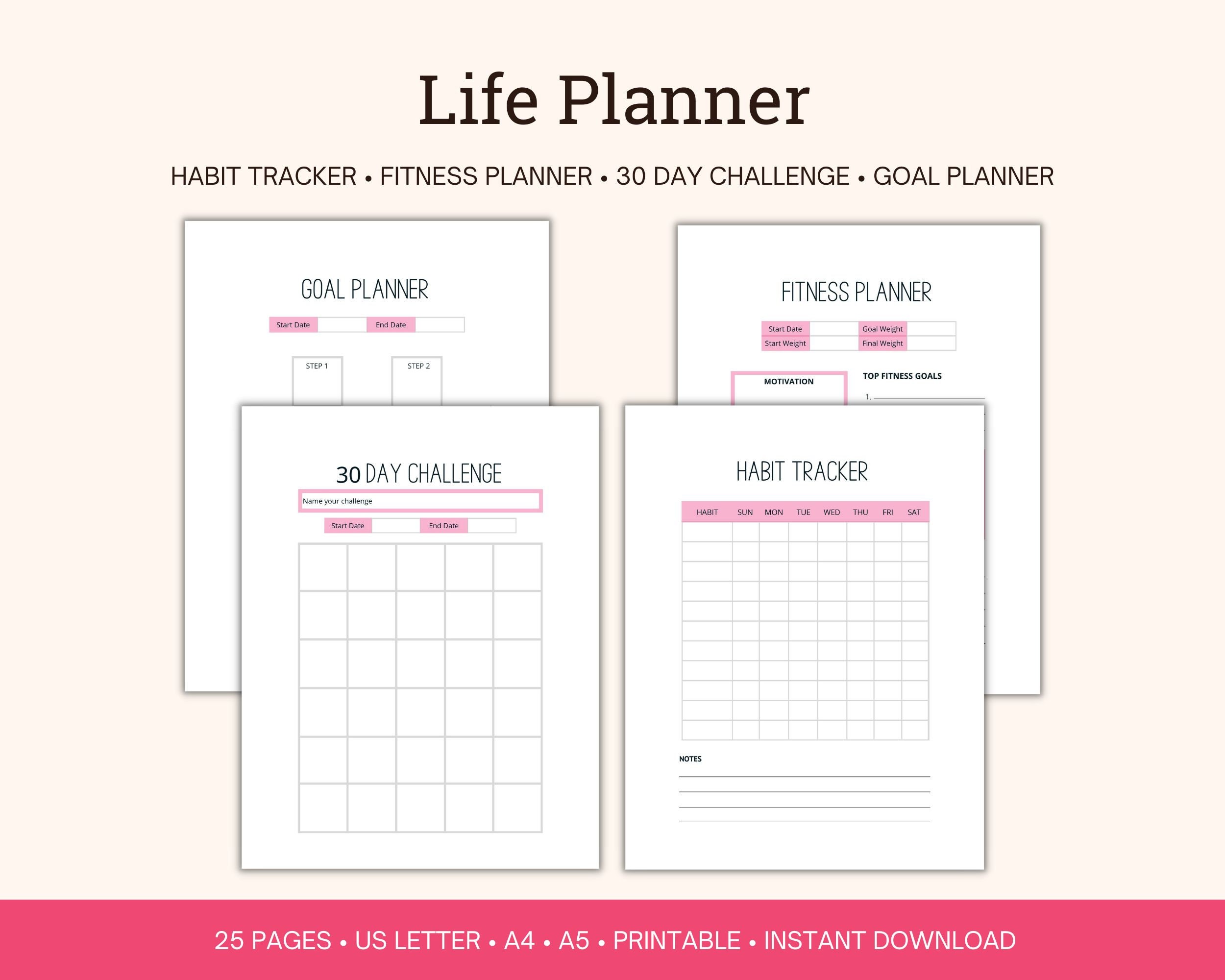 Life Planner Printable Pink Minimalist, Life Binder, All-in-one Planner ...