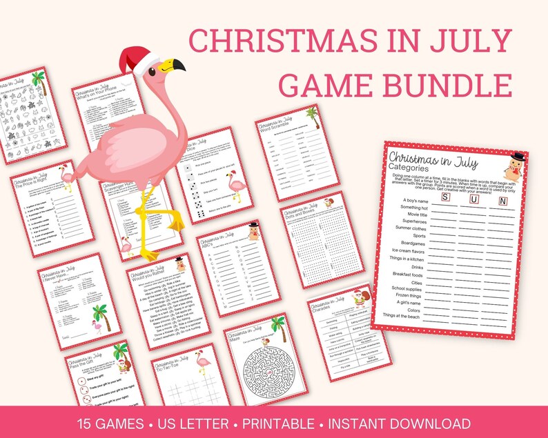 Christmas in July Printable Games, Santa in July, Christmas in Summer ...