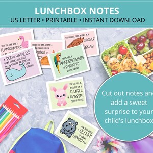 Lunchbox Notes for Kids Printable, Groups of Animals Lunchbox Notes - Etsy