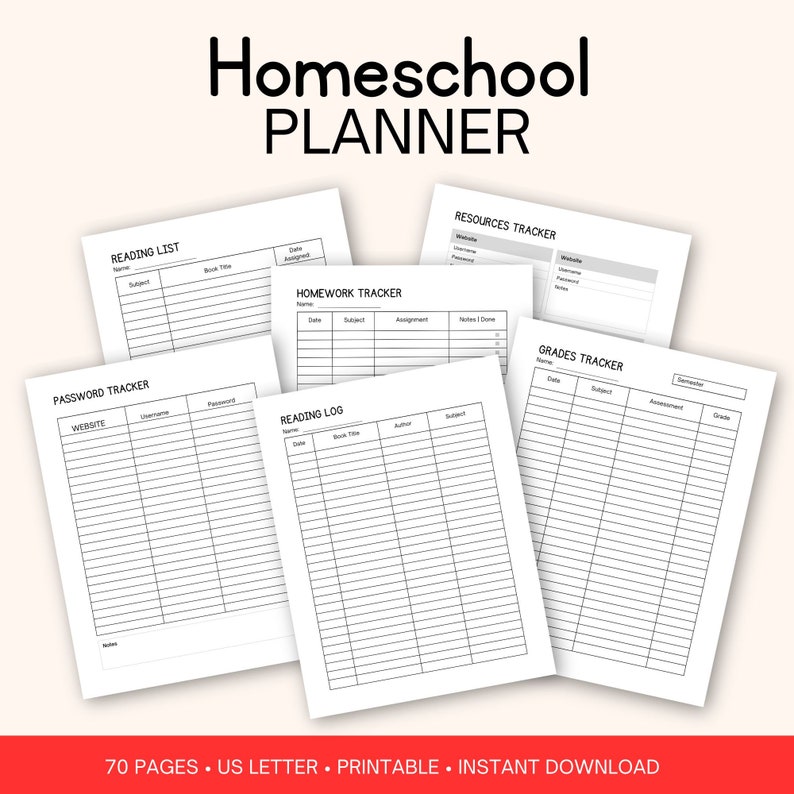 Homeschool Planner Printable, Curriculum Organizer, Planning Sheets ...