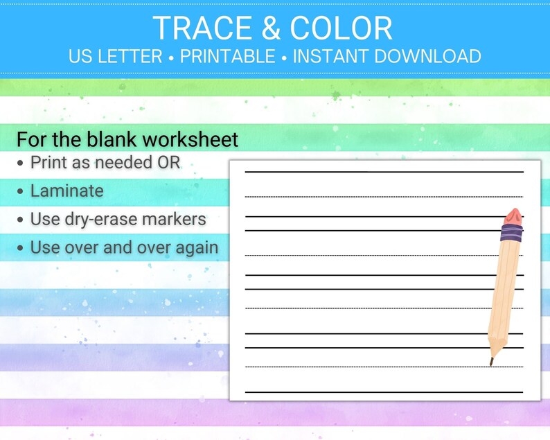 Trace and Color Printable Alphabet Workbook, Hand Lettering Practice ...