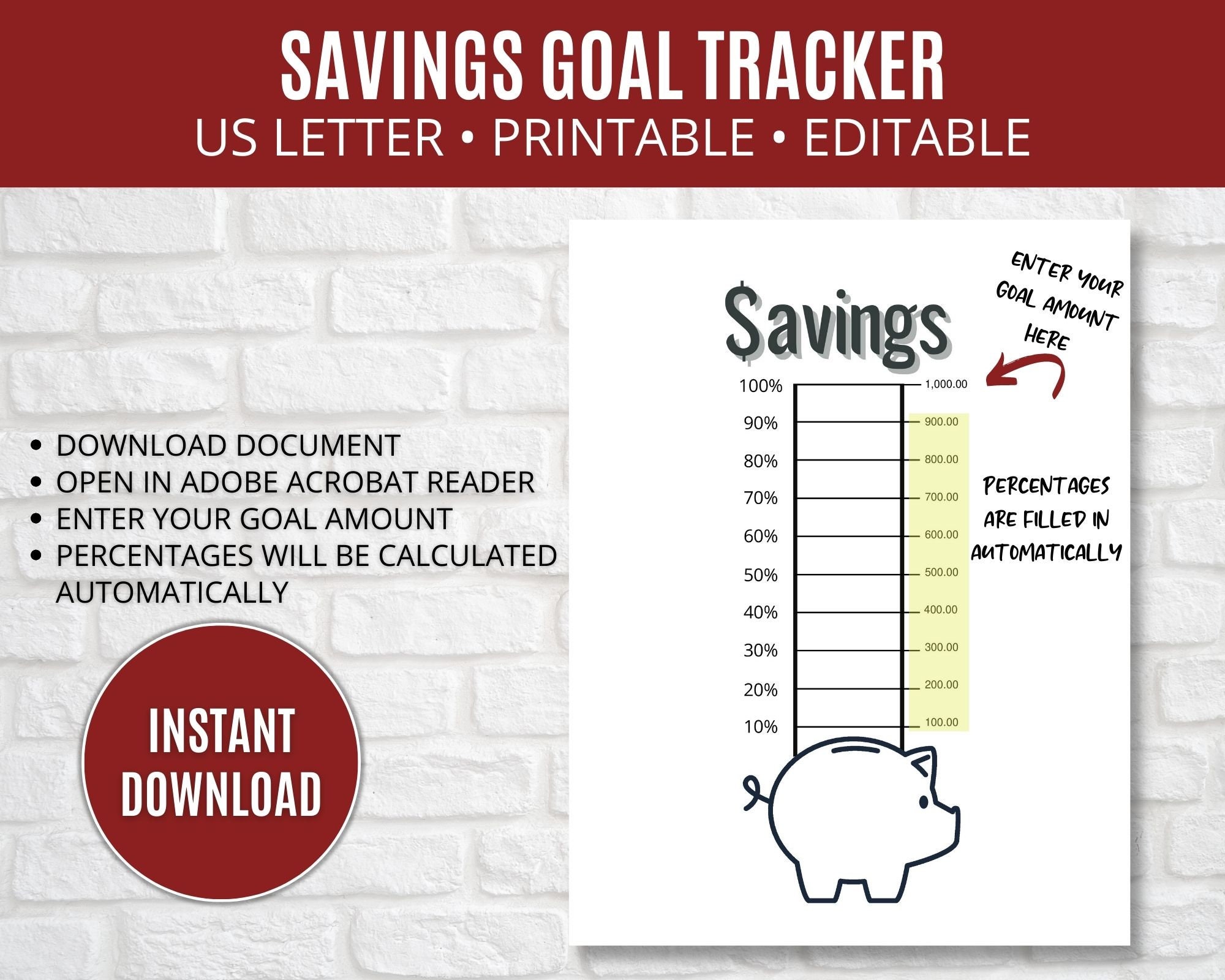 Savings Tracker, Editable and Printable - Etsy