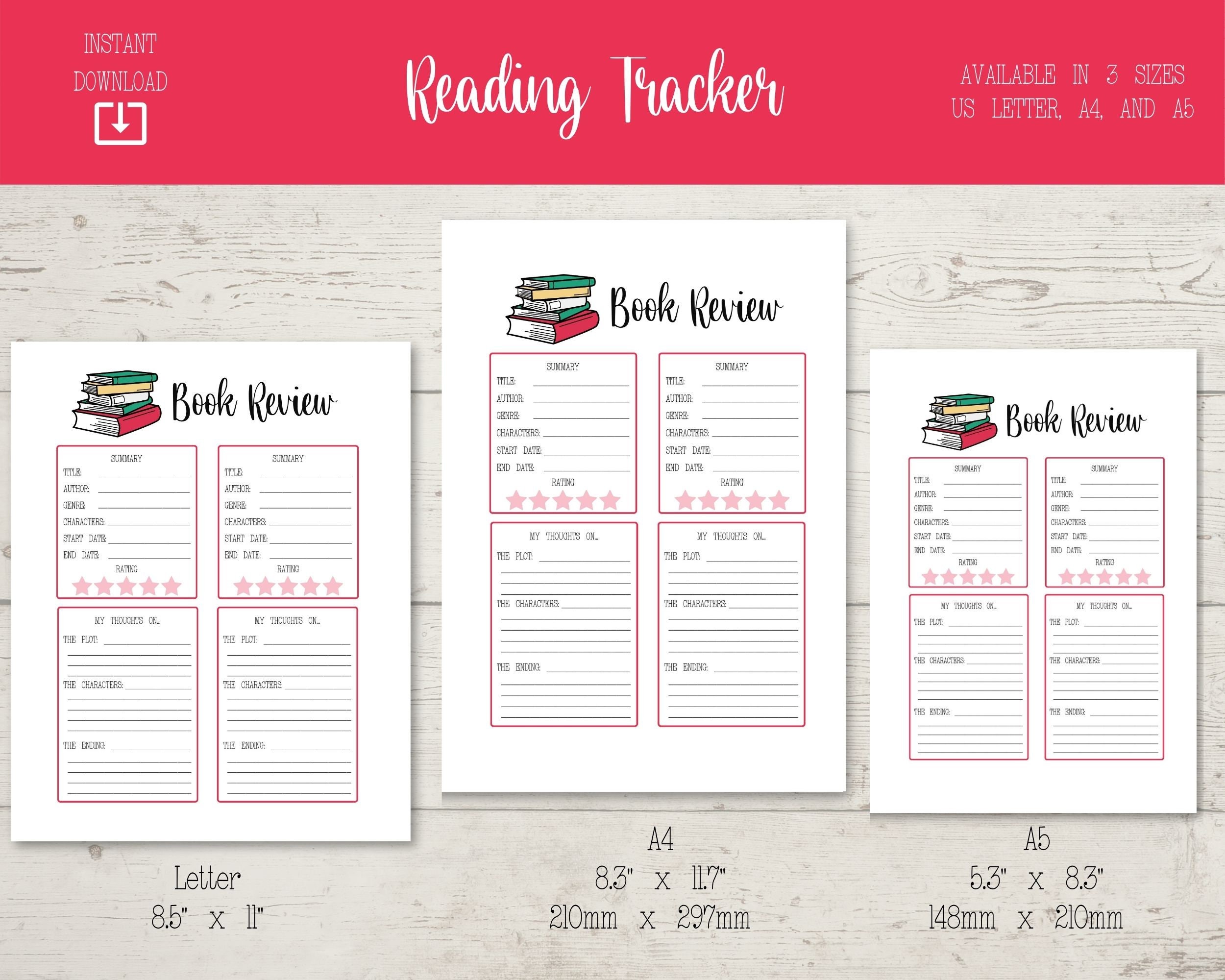 Reading Log and Book Review Printables, Summer Reading Tracker, Reading ...