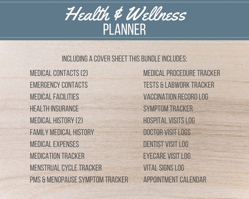 Health and Wellness Planner Printable | Etsy