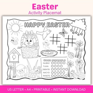 Easter Activity Placemat Printable, Easter Printable Activity for Kids ...