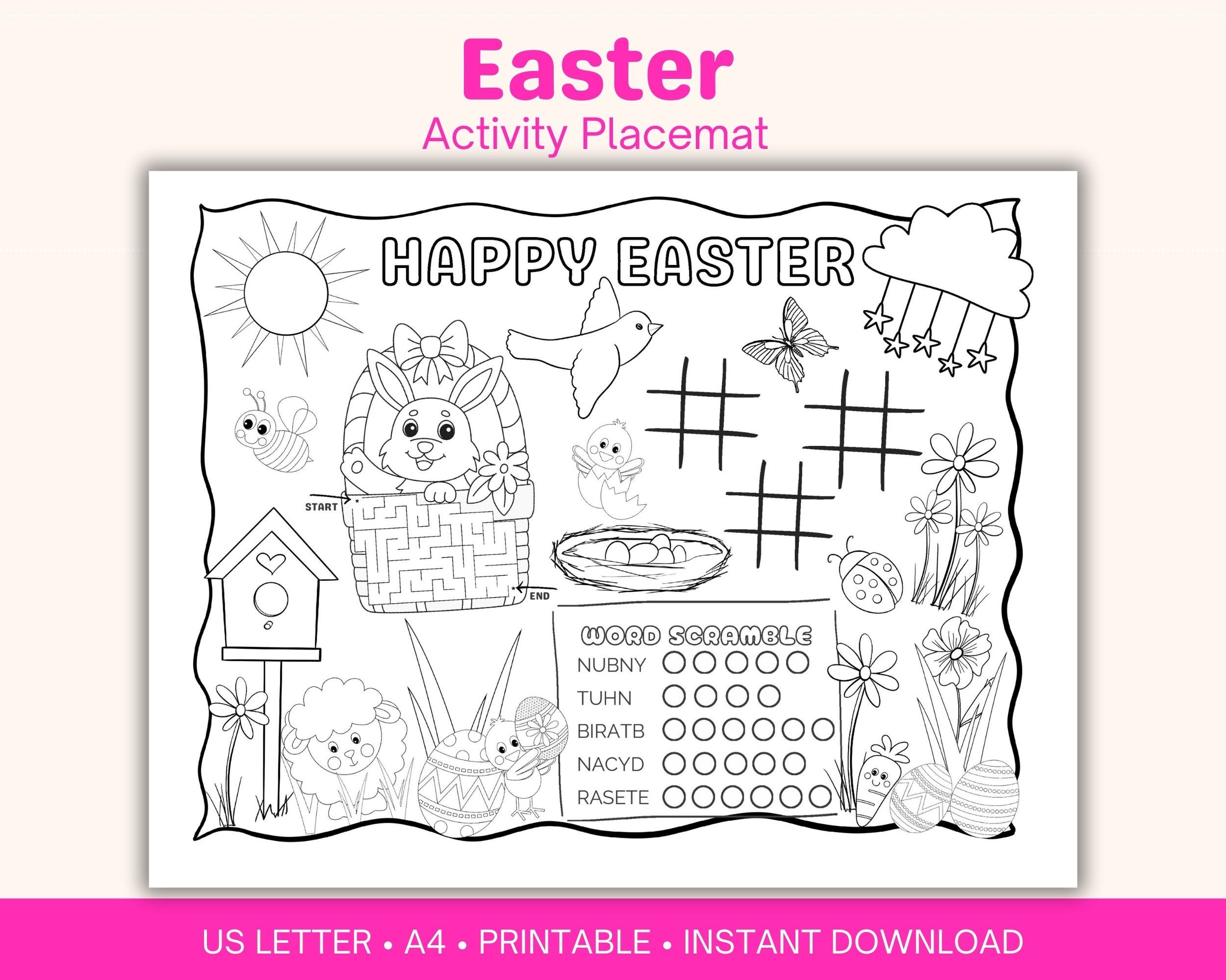 Easter Activity Placemat Printable, Easter Printable Activity for Kids ...