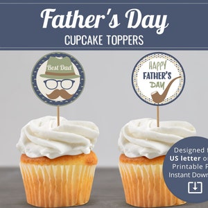 Father's Day printable cupcake toppers gift or cookie bag | Etsy