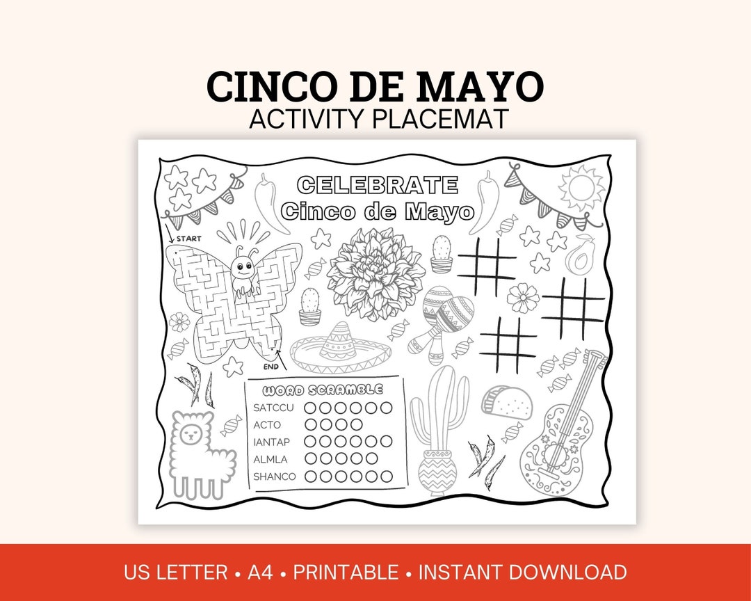 Cinco De Mayo Printable Kids Placemat, Cinco De Mayo Kids Party ...