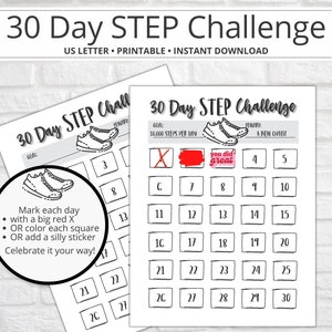 30 Day Step Challenge Printable, Fitness Challenge Printable, Walking ...
