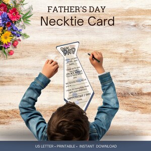 Father's Day Printable Card, Necktie Letter Template From Kids, Craft ...