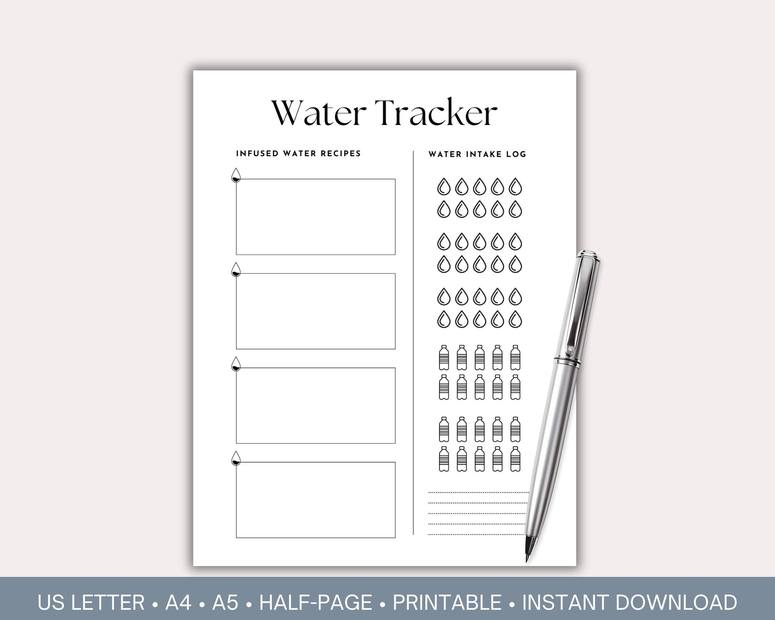 Water Tracker, Printable Hydration Tracker, Water Intake Log, Goodnotes ...