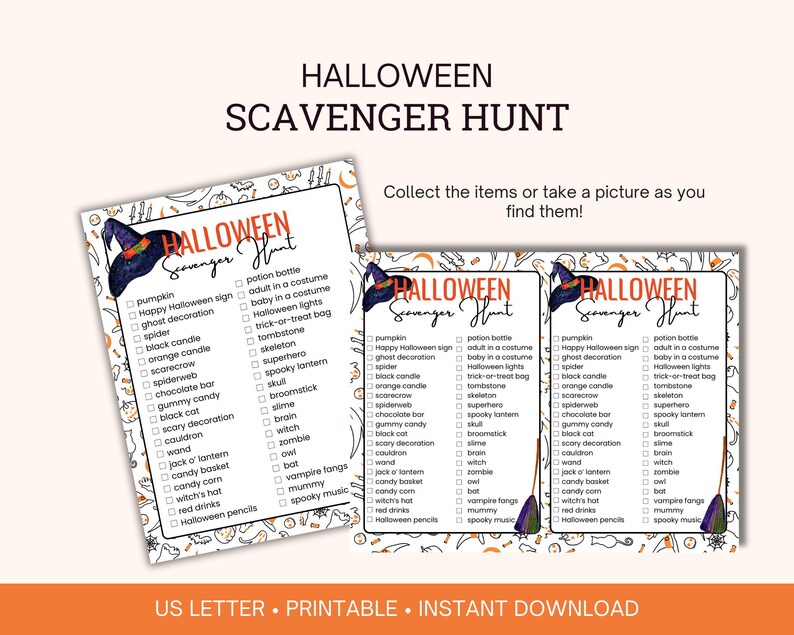 Halloween Scavenger Hunt Game, Printable Party Activity (PDF) - Etsy