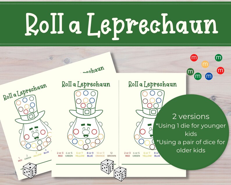 Roll a Leprechaun Printable Game St. Patrick's Day Activities ...