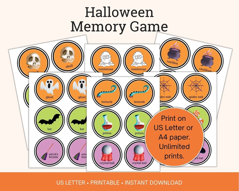 Halloween Memory Game | Printable Party Games | Family Games ...