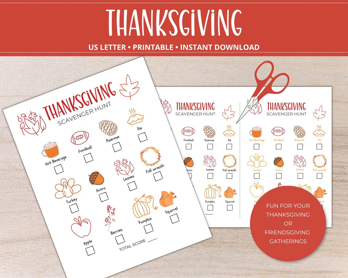 Thanksgiving Day Scavenger Hunt Printable Friendsgiving - Etsy