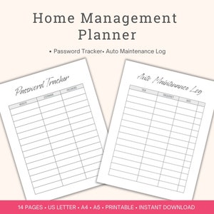 Home Management Planner Printable Bundle, Meal Planning, Chore Chart ...