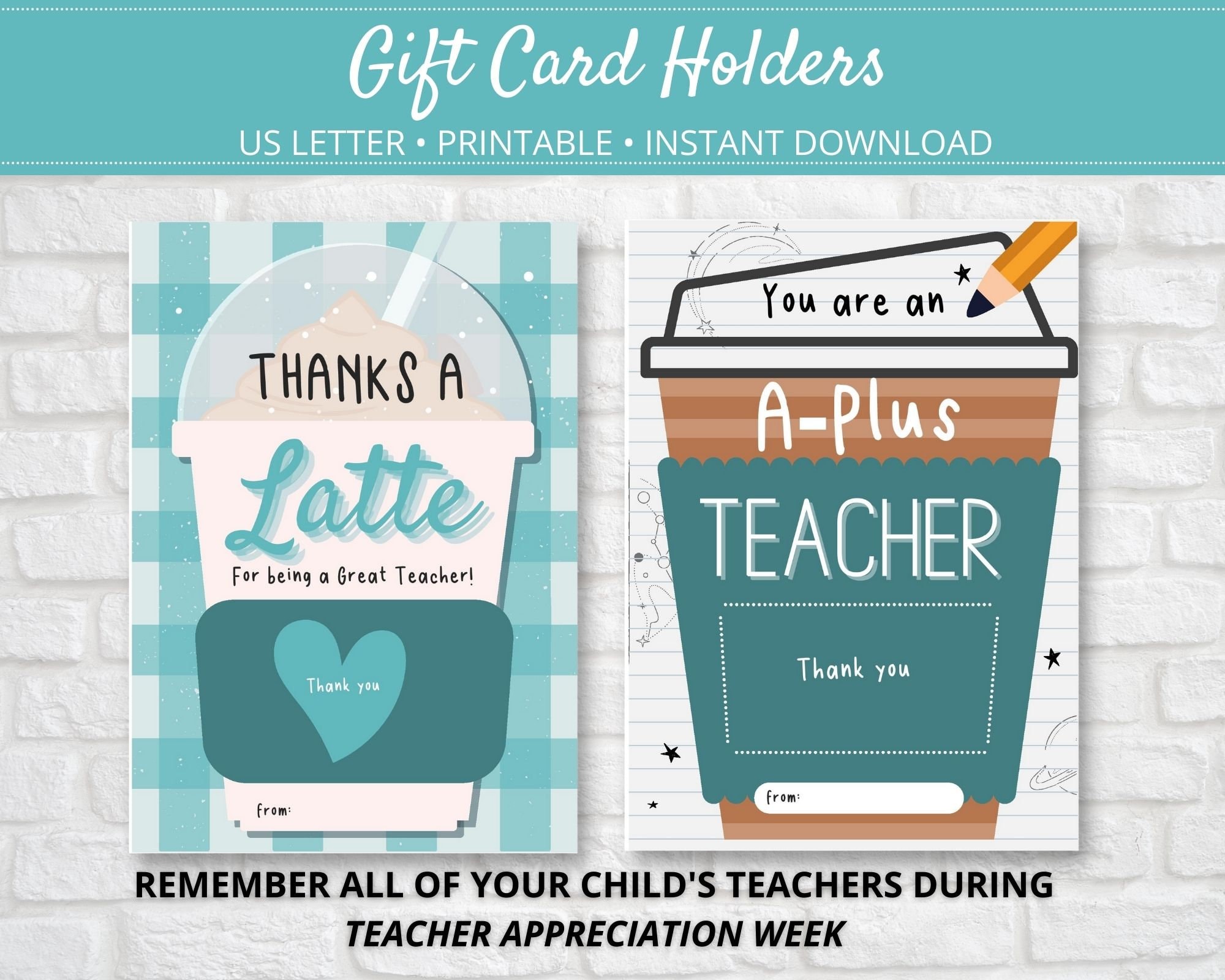 Coffee Cup Gift Card Holder Printable for Teacher Appreciation Week - Etsy