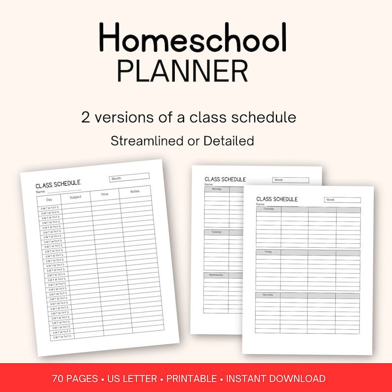 Printable Homeschool Planner, Curriculum Organizer (US Letter PDF) - Etsy
