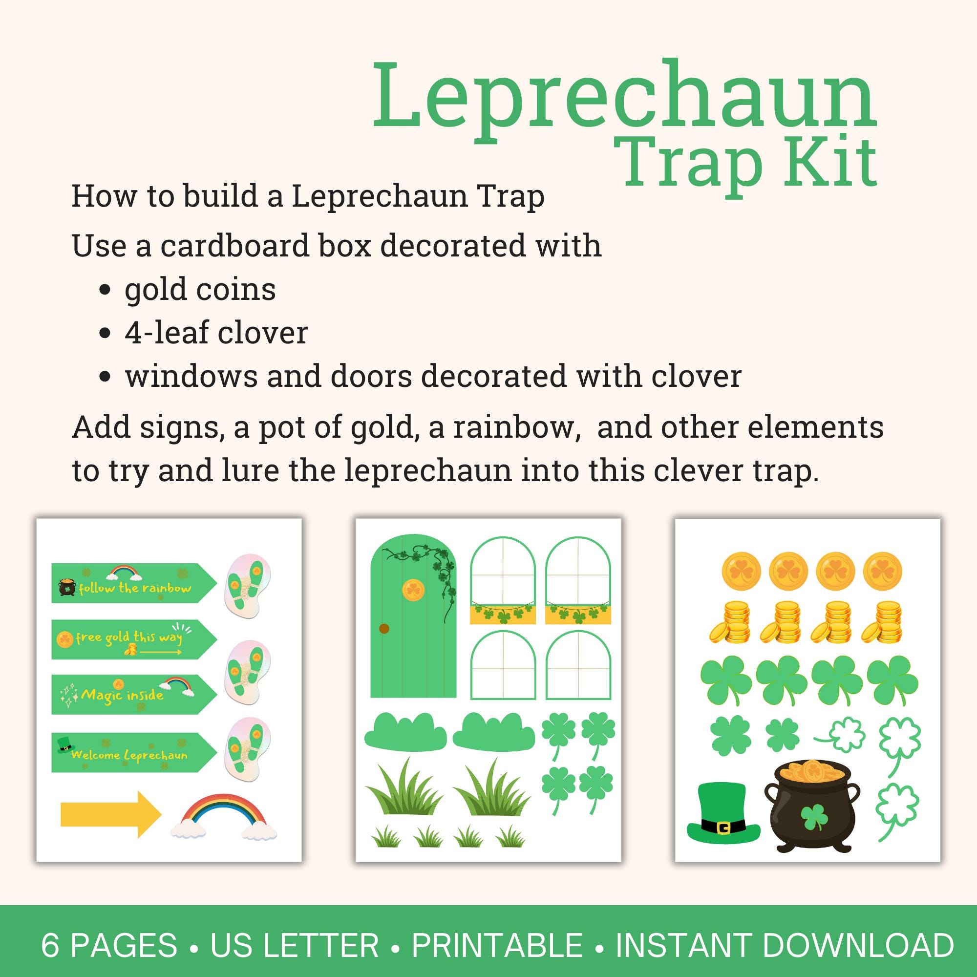 Leprechaun Trap Kit for St. Patrick's Day, Kids Craft Activity (instant ...
