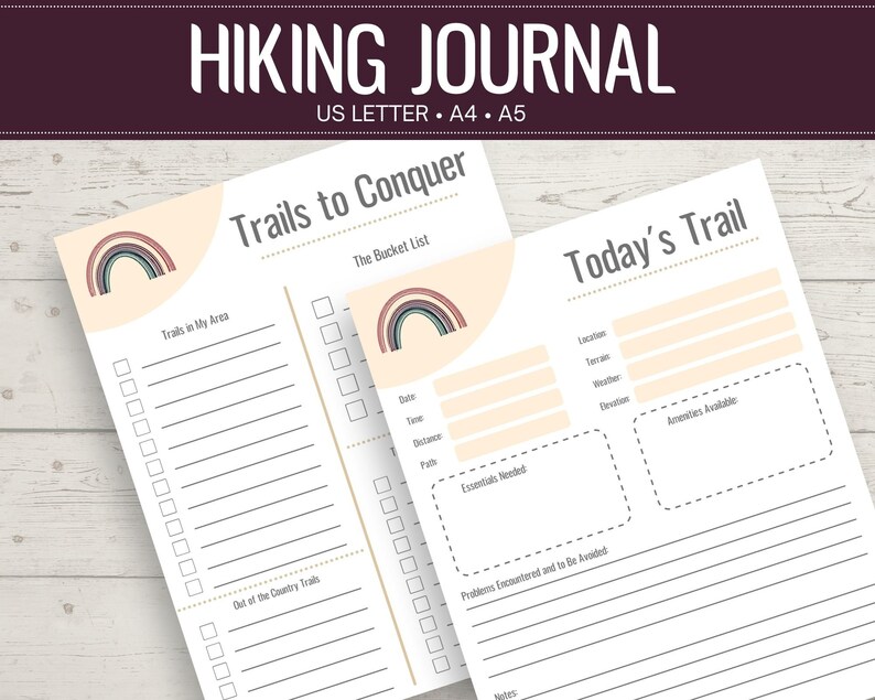 Hiking, Backpacking Printable Journal - Etsy