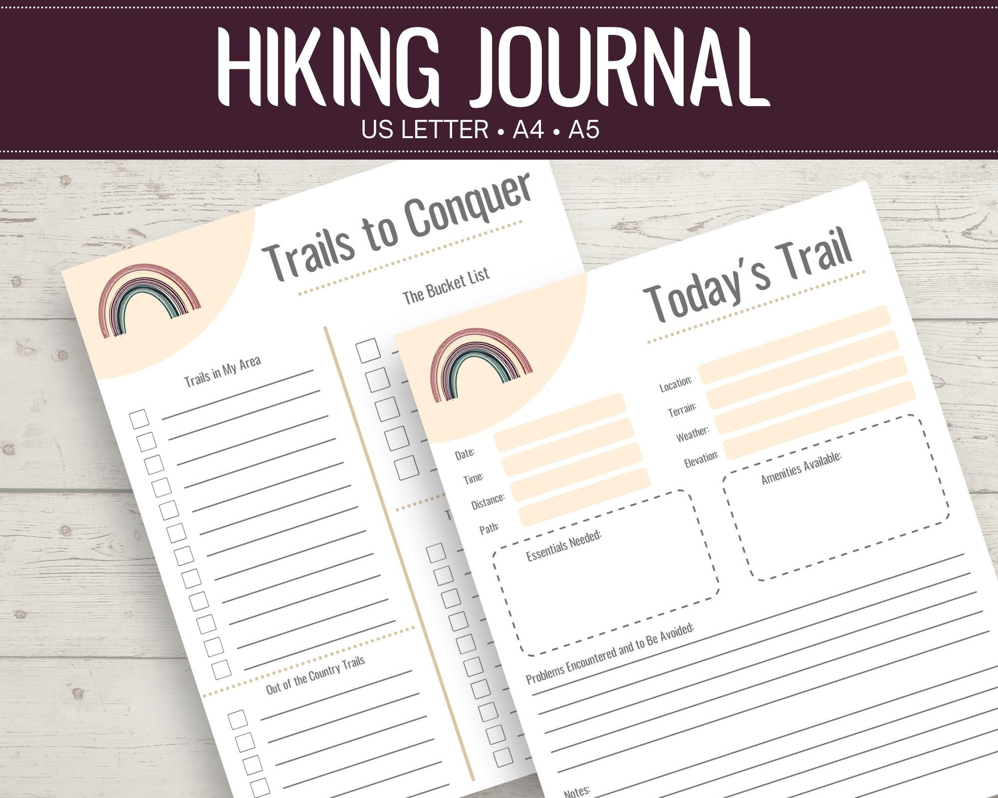 Hiking Journal, Backpacking Diary, Printable PDF - Etsy