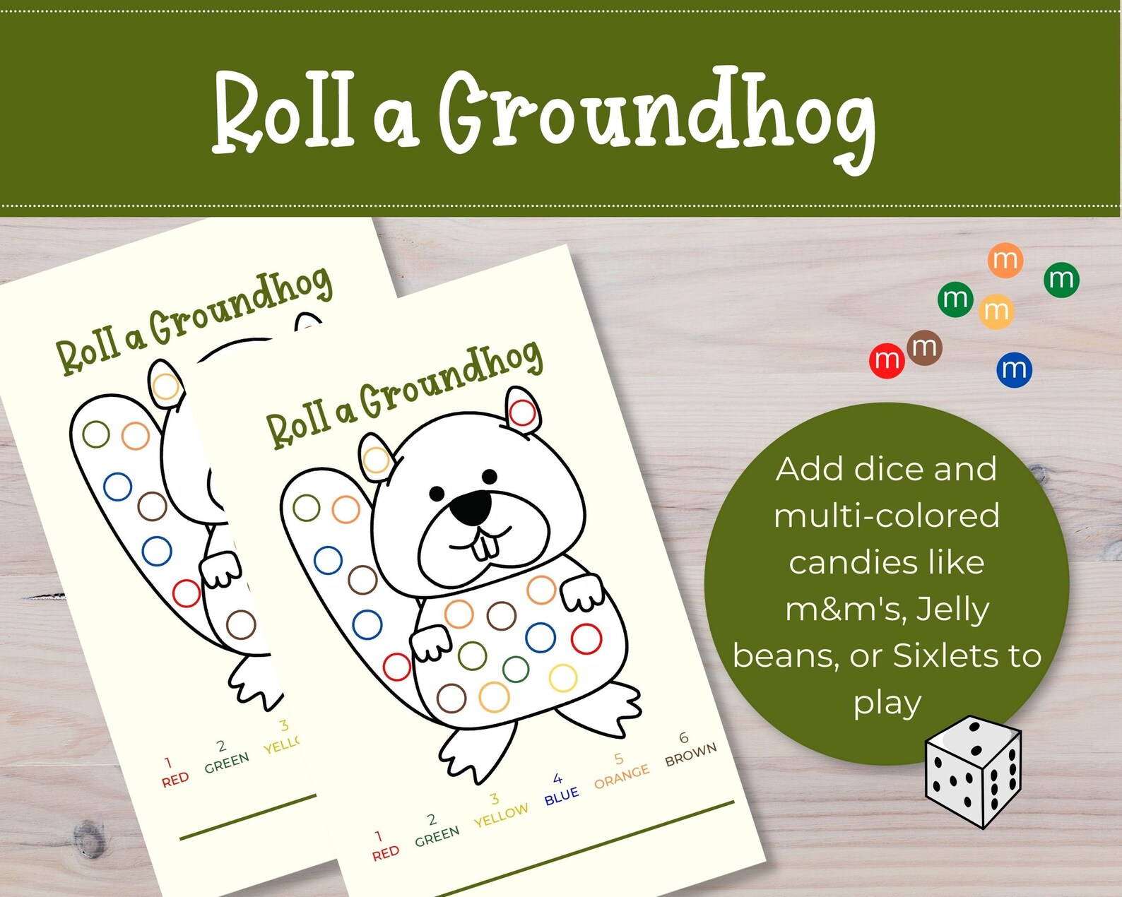 Roll a Groundhog Printable Game for Home or School, Classroom Activity ...