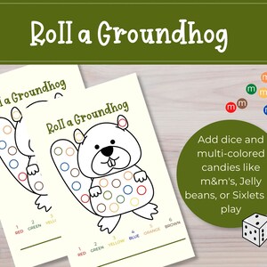 Roll a Groundhog Printable Game for Home or School, Classroom Activity ...