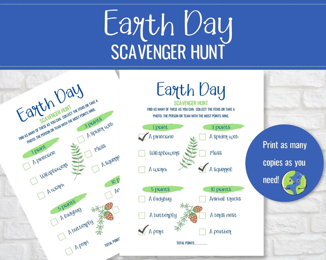 Earth Day Scavenger Hunt Printable, Nature Scavenger Hunt, Earth Day ...