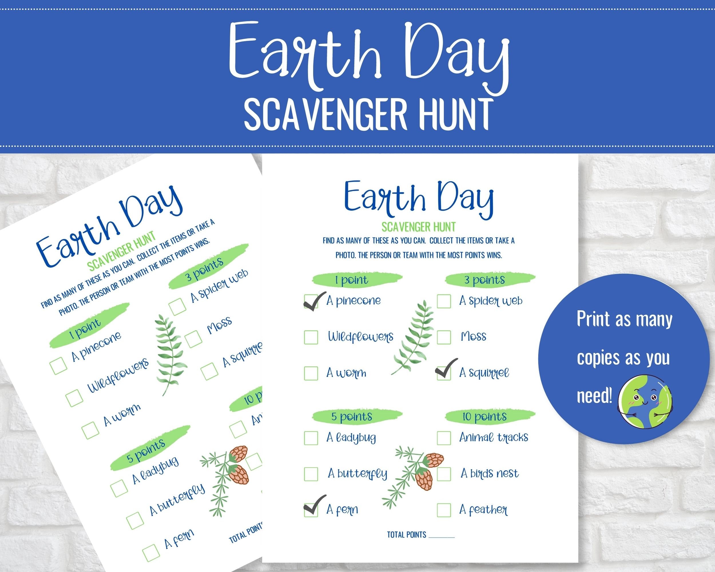 Earth Day Scavenger Hunt Printable, Nature Scavenger Hunt, Earth Day ...