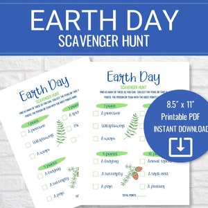 Earth Day Scavenger Hunt Printable, Nature Scavenger Hunt, Earth Day ...