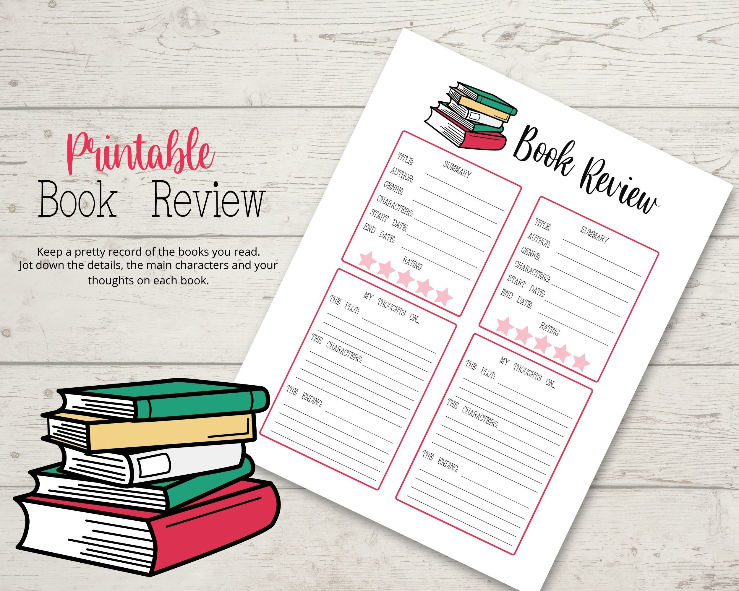 Reading Log and Book Review Printables, Summer Reading Tracker, Reading ...