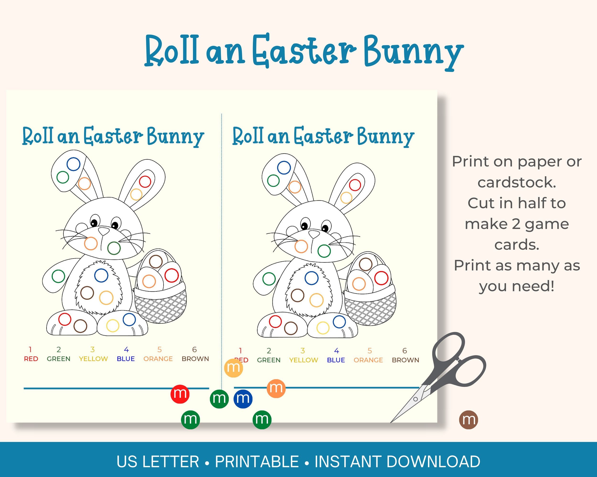Roll an Easter Bunny Printable Game for Home, the Classroom or Sunday ...