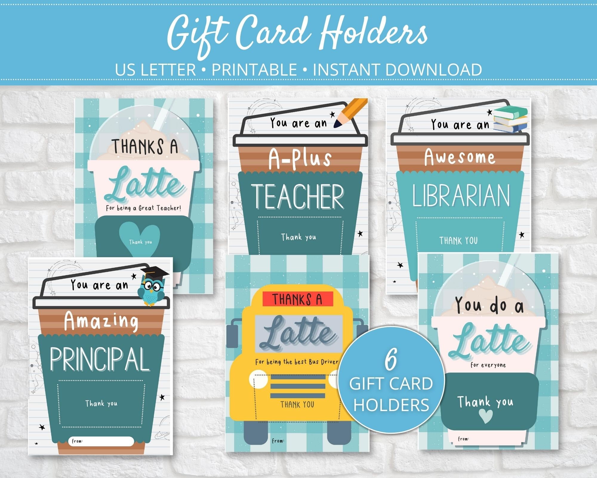 Gift Card Holders Printable for Teachers and School Staff Bundle ...