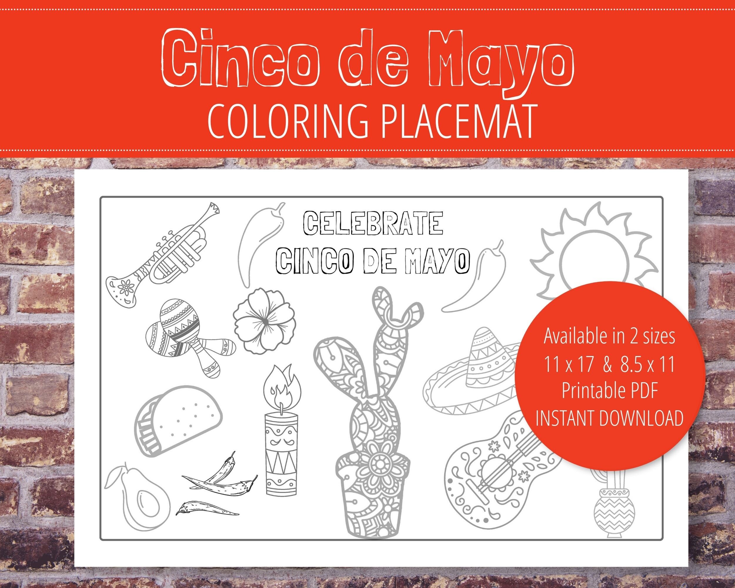 Cinco de Mayo printable kids placemat Cinco de Mayo kids | Etsy